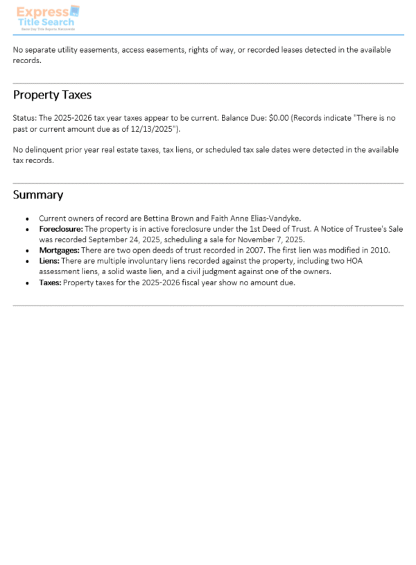 Preliminary Title Report (Owner & Encumbrance) for Residential Property ...